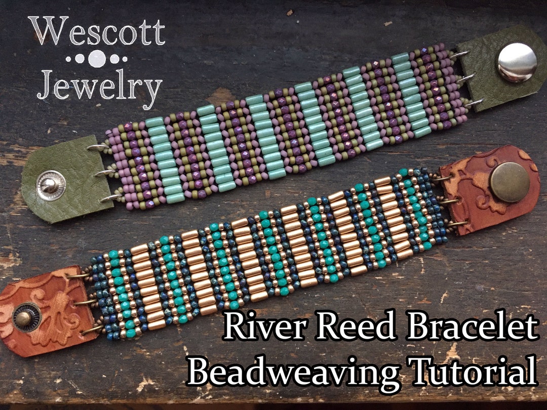 Beadweaving Pattern for River Reed Herringbone Beaded Cuff Bracelet ...