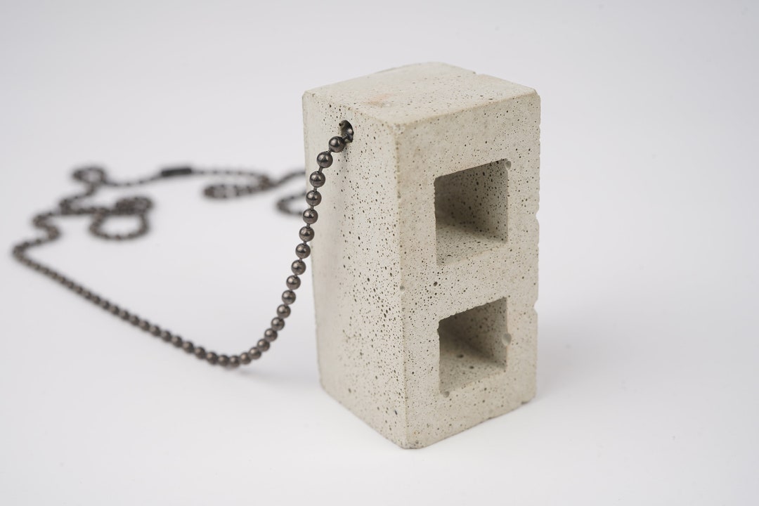 Concrete Cinderblock Necklace, Brutalist Jewelry, Industrial Necklace ...