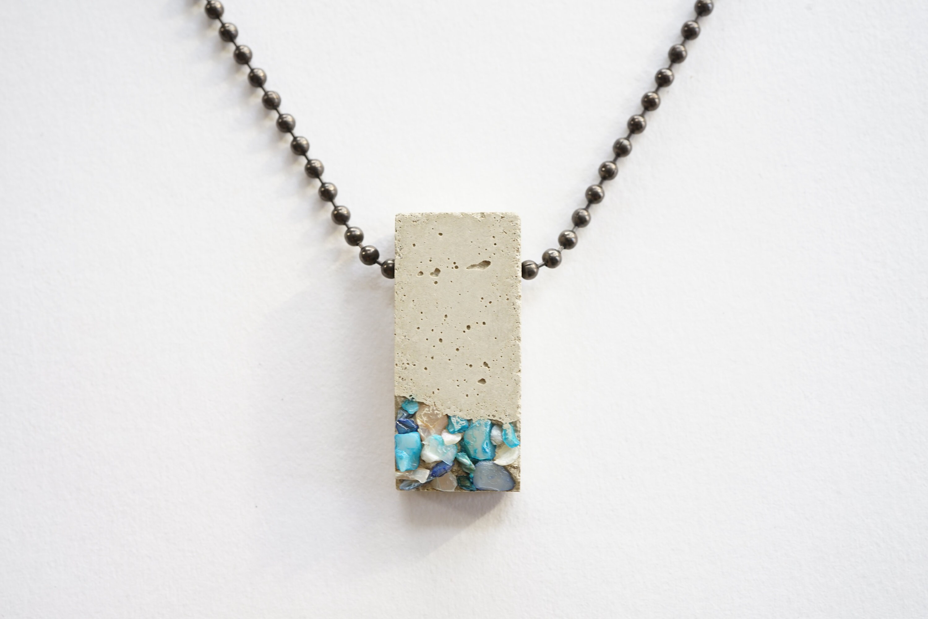 Concrete Jewelry- Concrete Pendant Necklace With Embedded Crushed Blue ...