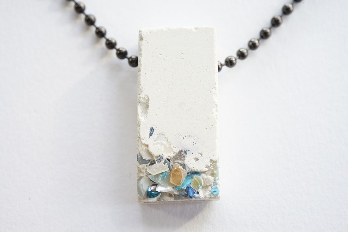 Concrete jewelry Concrete Pendant Necklace with embedded | Etsy