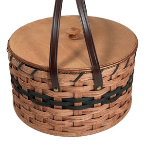 Amish Double Pie Carrier Basket Gingerich Style Round With Leather ...