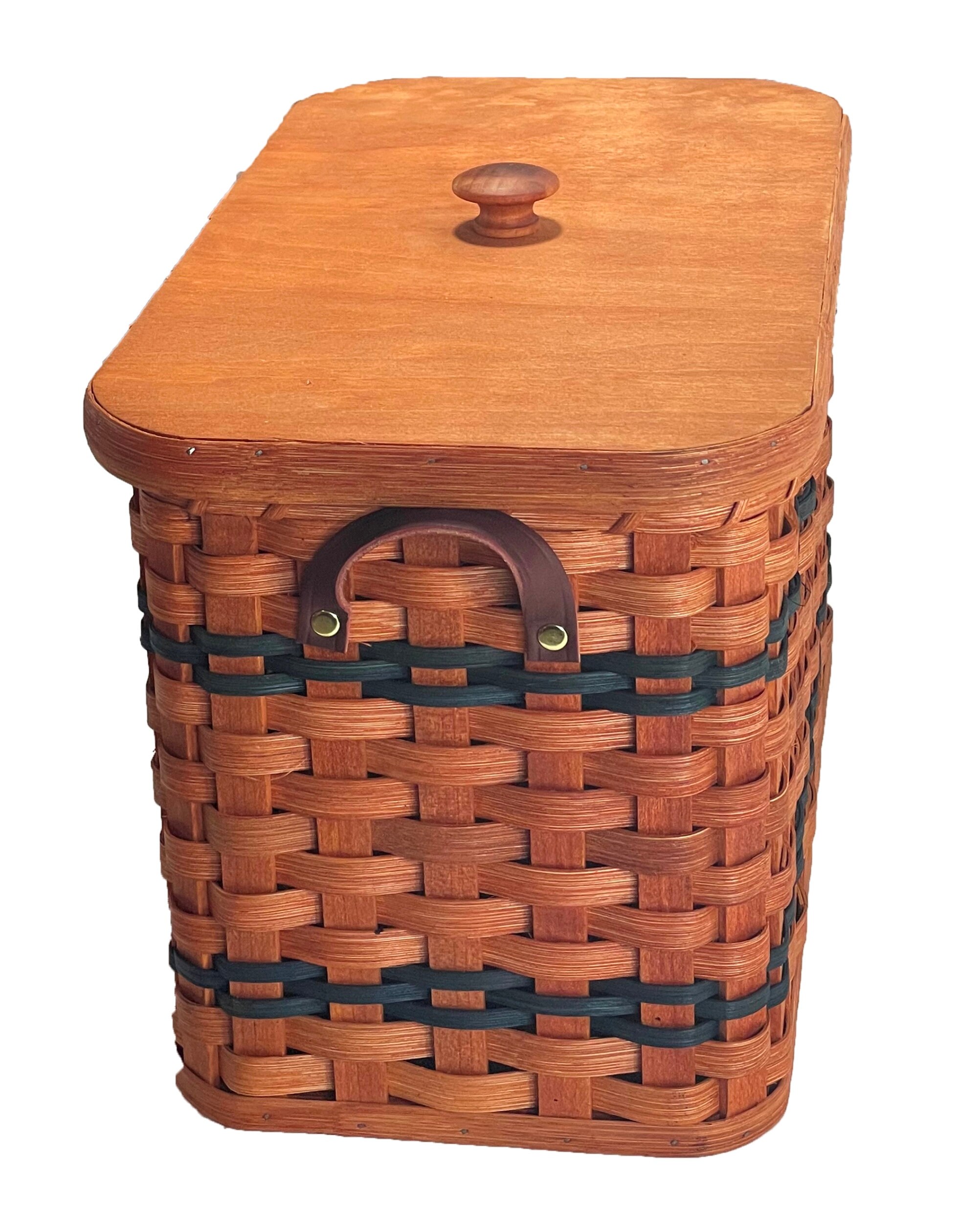 Amish Bread Box Storage Solid Oak Bottom and Lid Leather - Etsy