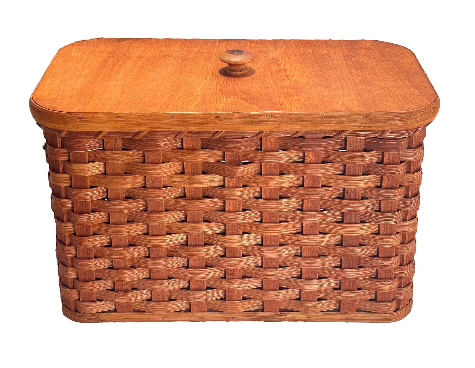 Amish Bread Box Storage Solid Oak Bottom and Lid Leather - Etsy