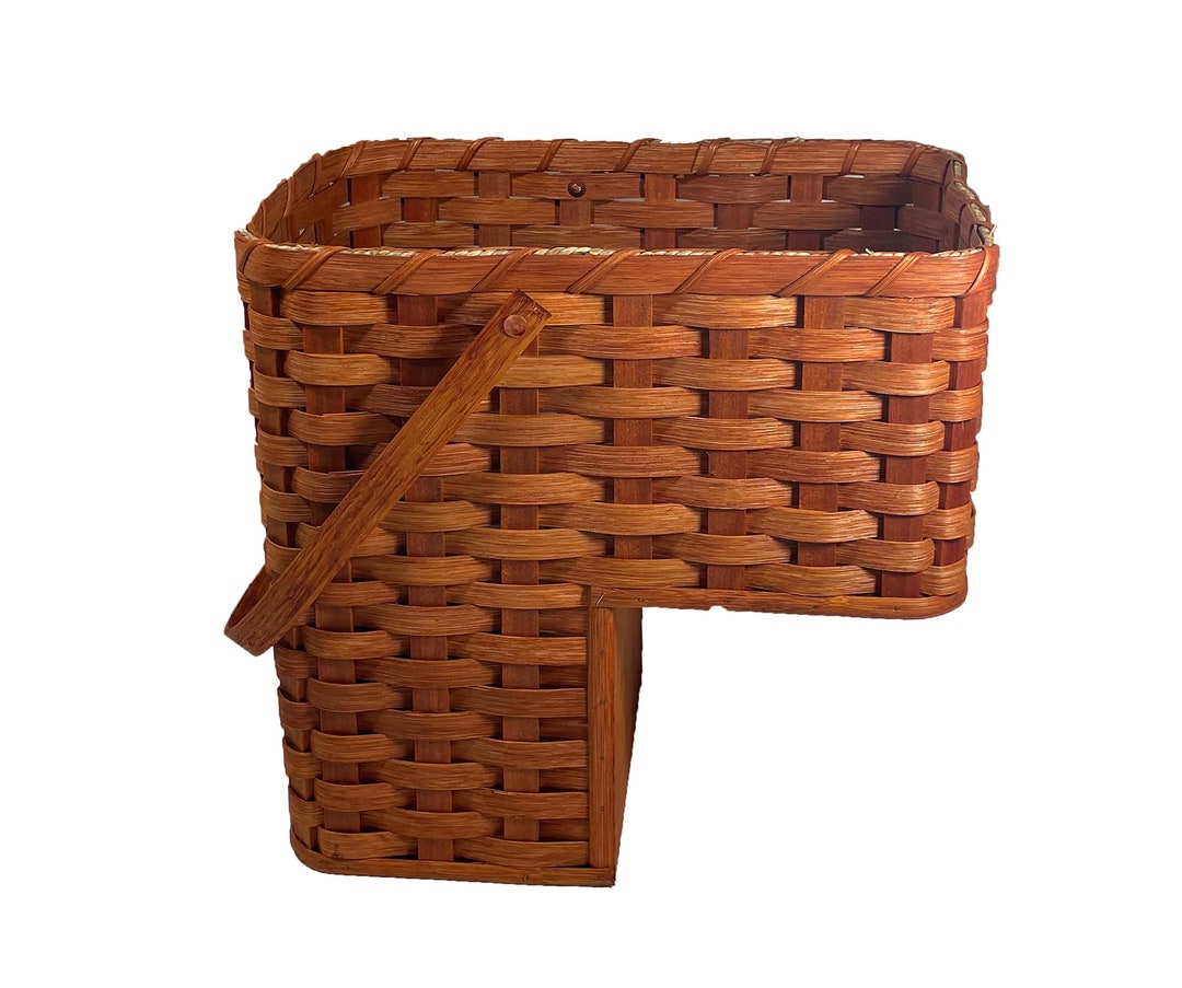 Amish Handmade Stair Step Wide Storage Basket With Swinging Handle - Etsy