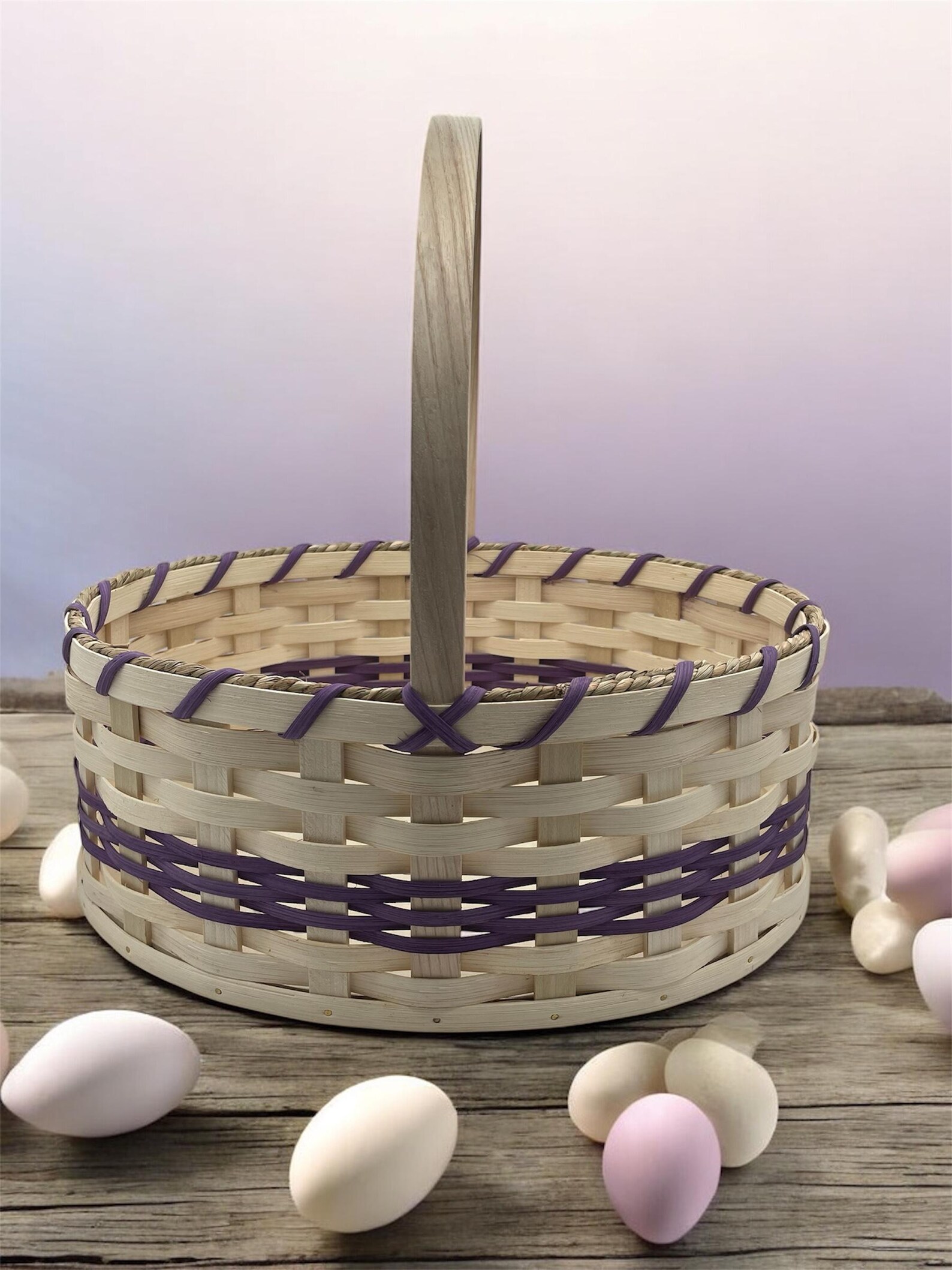 Amish Easter Basket Egg Shaped With Solid Oak Bottom and Handle - Etsy