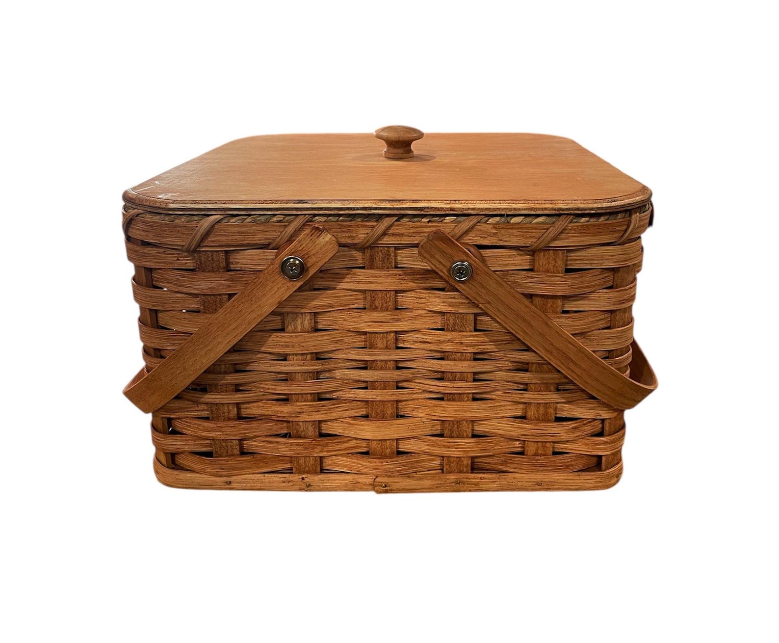 Amish Baskets Double Pie Carrier Square Oak Handmade Gingerich Style ...