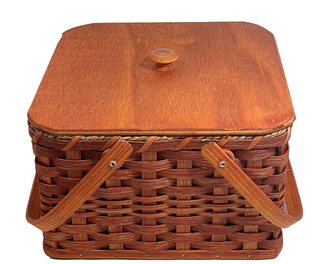 Amish Baskets Double Pie Carrier Square Oak Handmade Gingerich Style ...