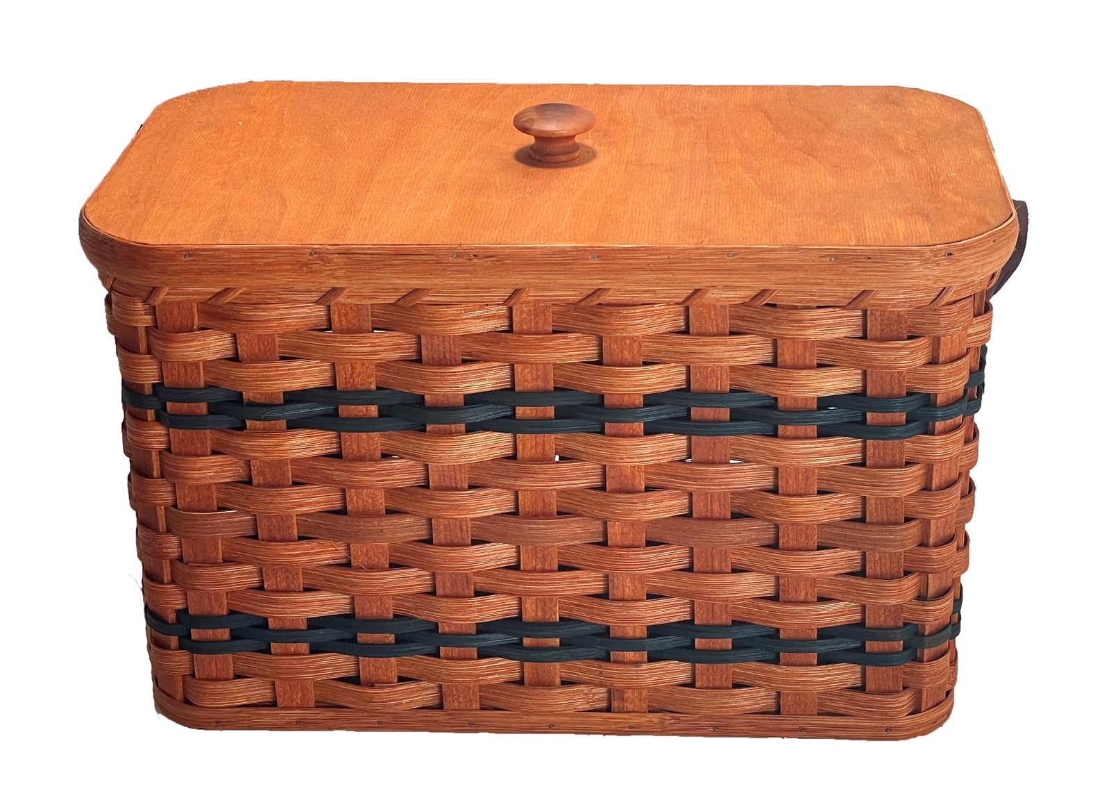 Amish Bread Box Storage Solid Oak Bottom and Lid Leather - Etsy