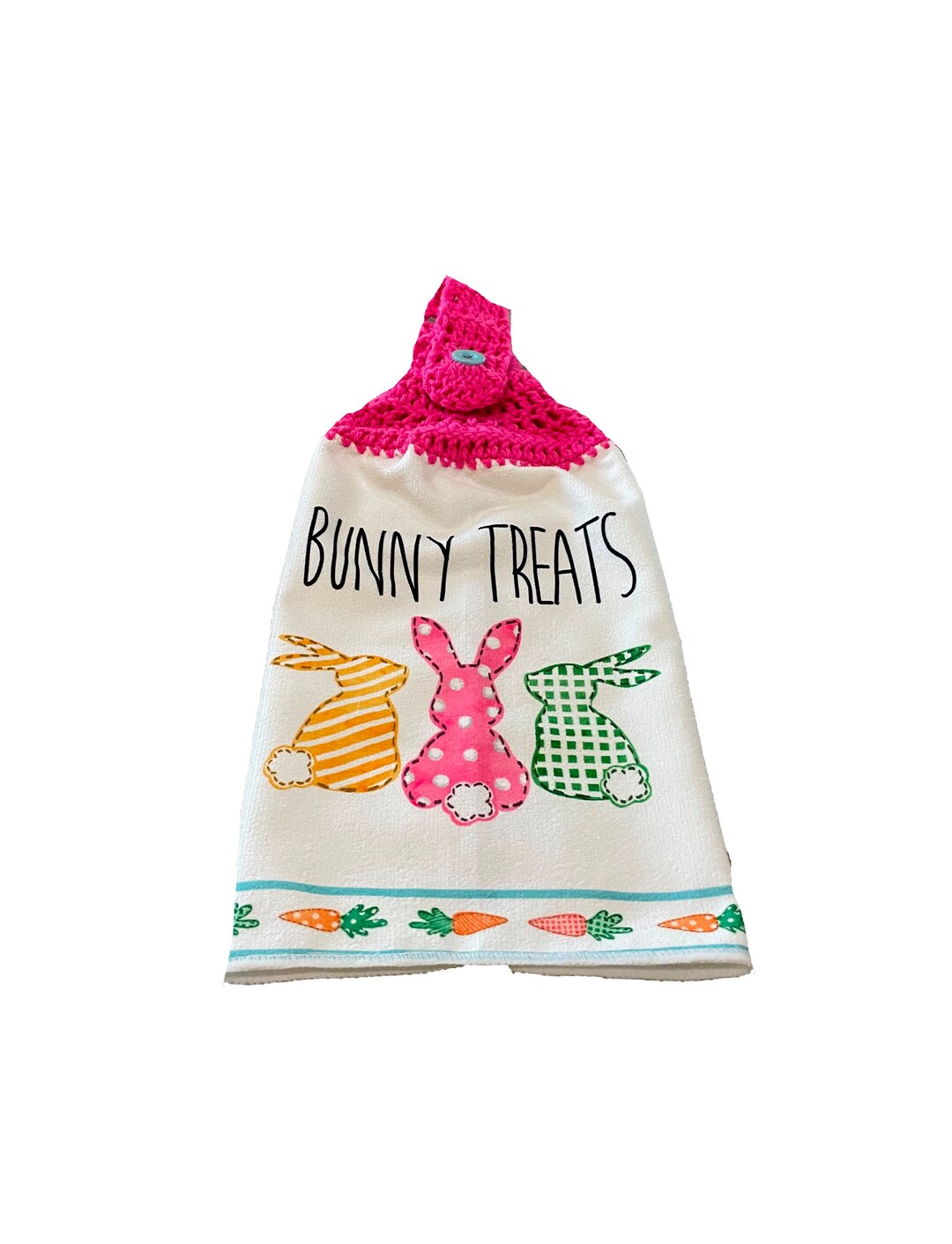 Amish Easter Dishtowel Hanging Bunny Treats With Bunnies and Carrots ...
