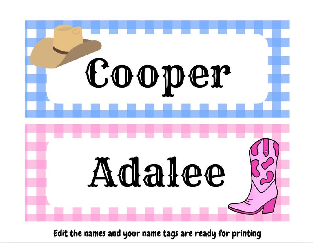 Wester, Rodeo Classroom Desk Name Tags | Editable - Etsy