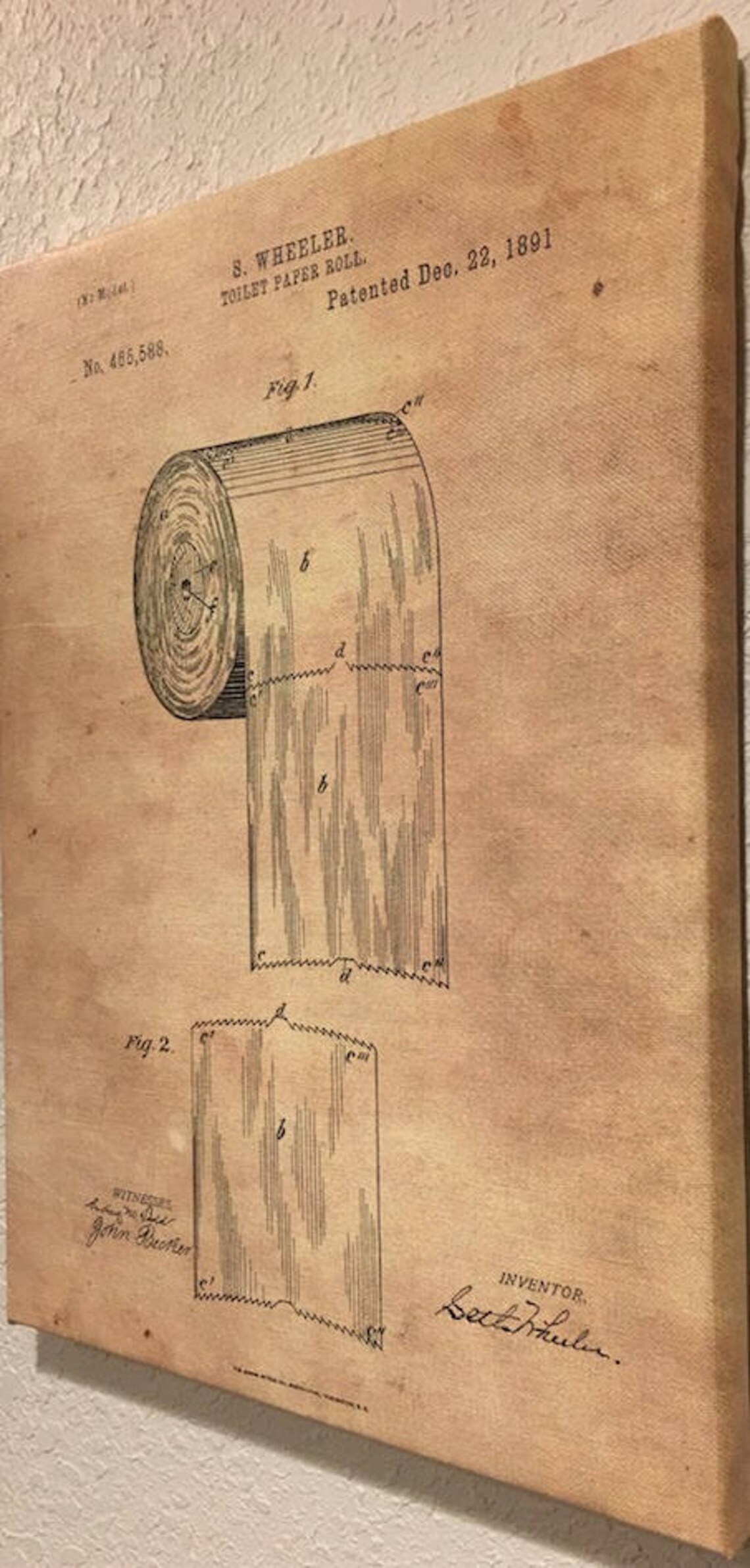 Reproduction Canvas Print of 1891 Toilet Paper Roll Patent - Etsy