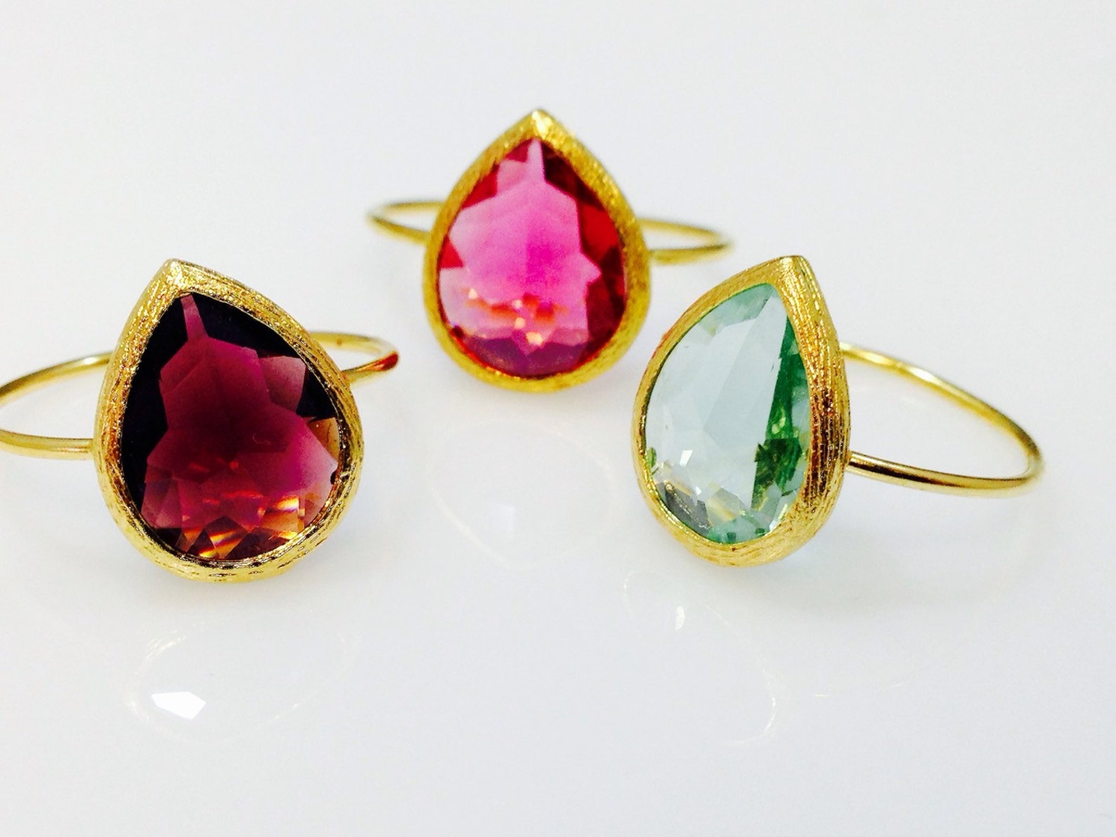 Delicate Purple Tear Drop Gold Ring , Stacking Ring Gold Filled 14k ...