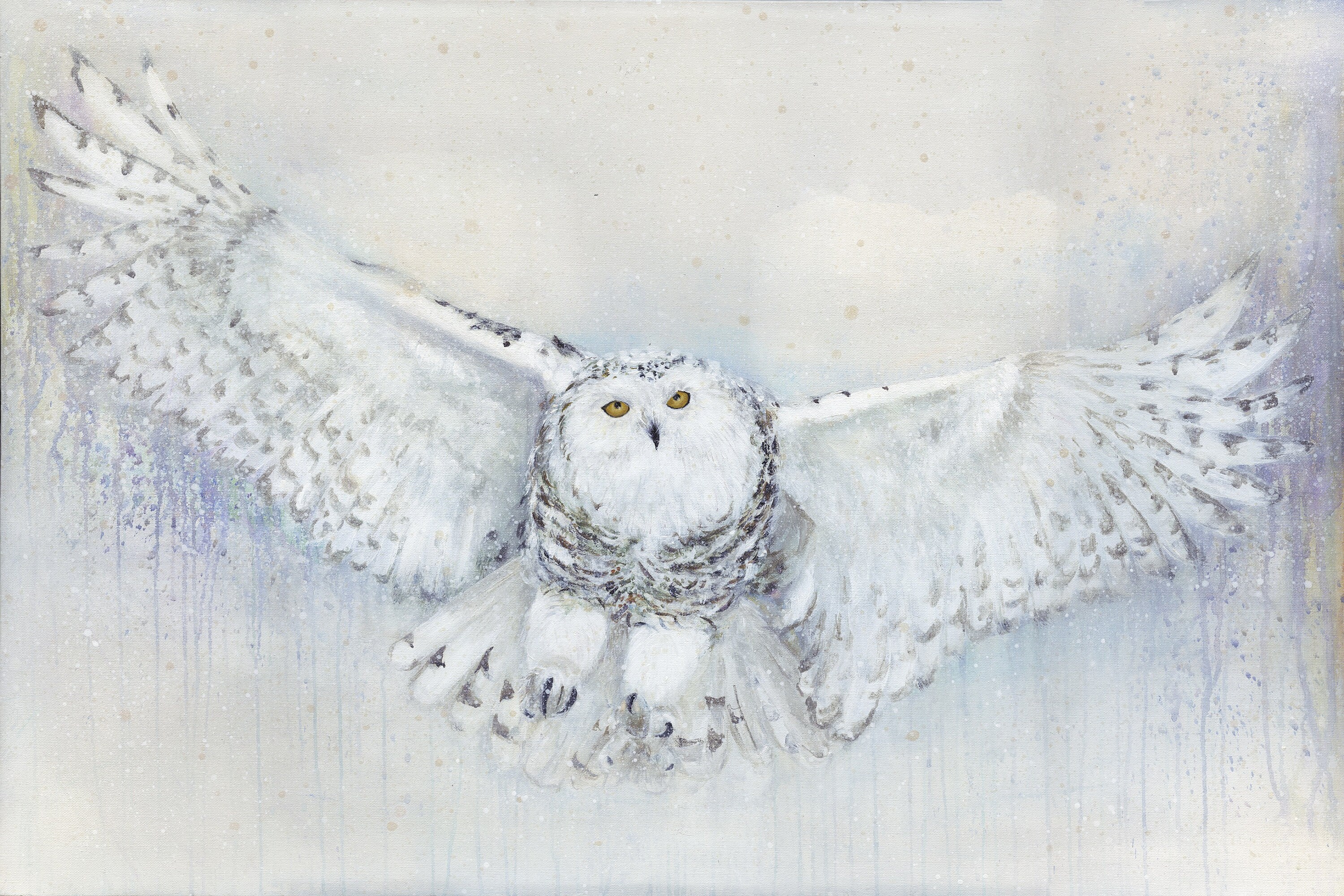 paintings and artwork 'Crescent snow owls' Set of two wallart ...