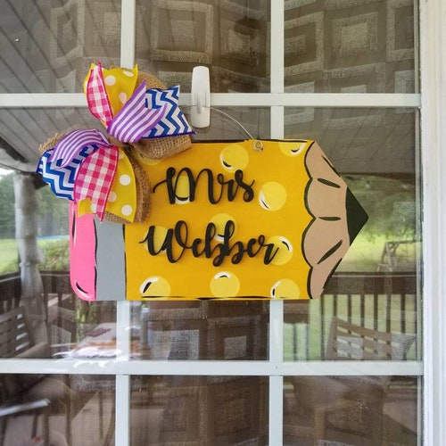 Teacher Door Hanger Pencil Door Hanger Back to School Door - Etsy