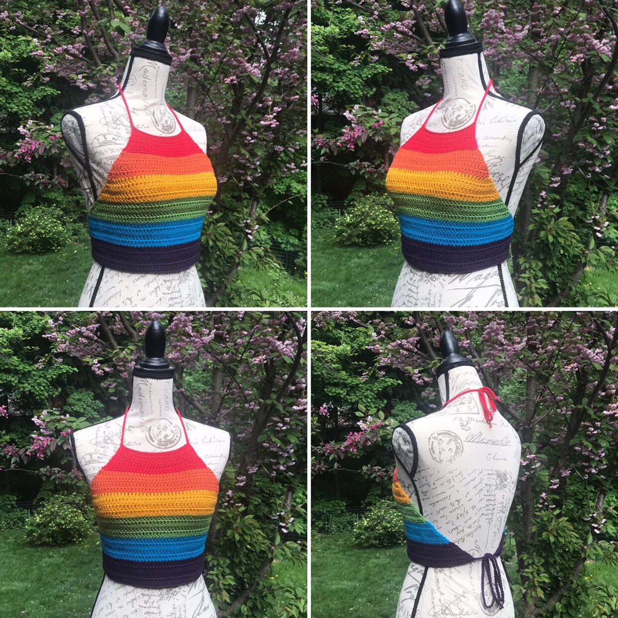 Rainbow Stripe Halter Top / Pride Crop Top / Crocheted Rainbow | Etsy