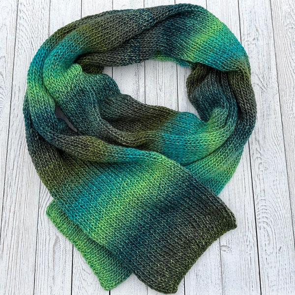 Green Knit Scarf - Etsy