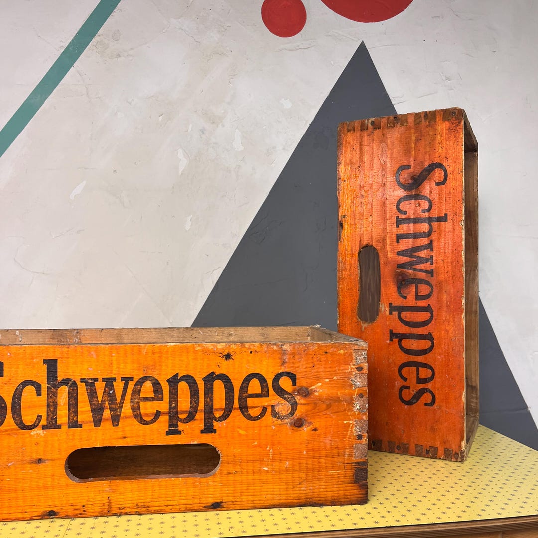 Schweppes Crate 1970s Vintage Orange Wooden Box - Etsy
