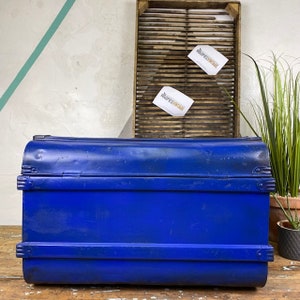 Sml Industrial Blue Steamer Trunk Chest Coffee Table Storage Box - Etsy UK