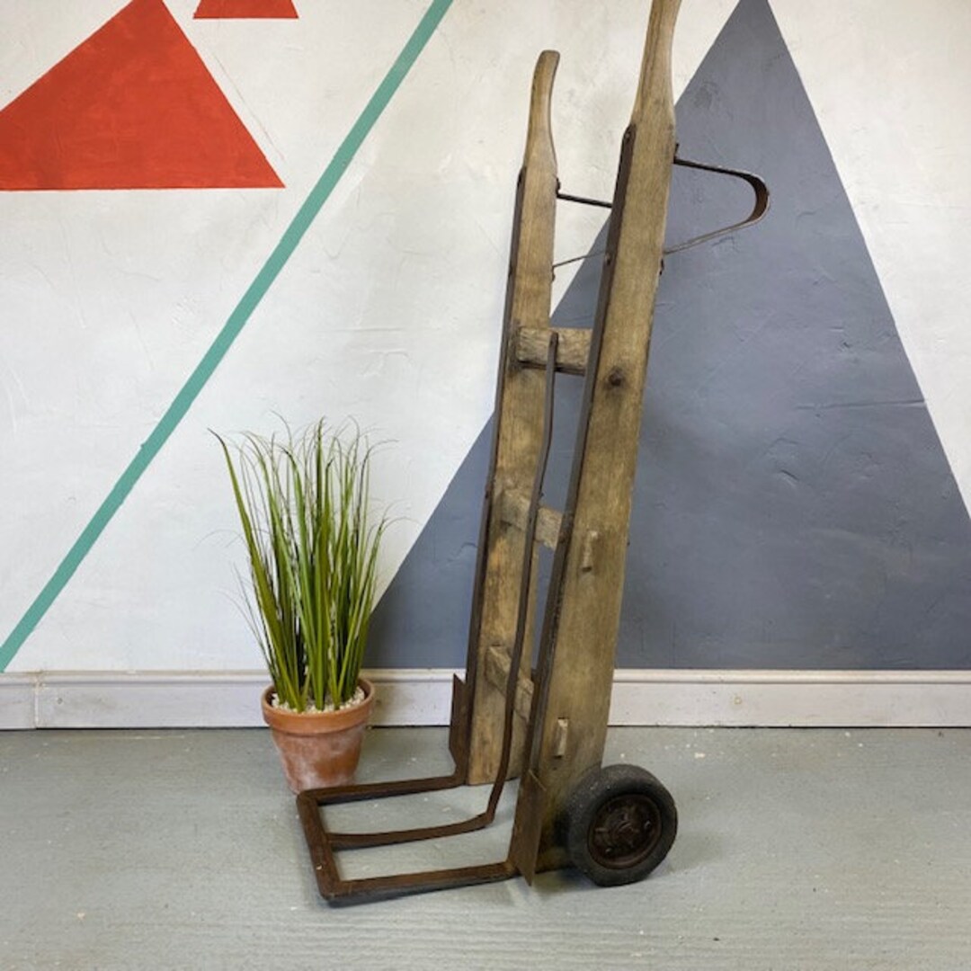 Antique Oak Vintage Sack Trolley Pull Cart Industrial - Etsy UK