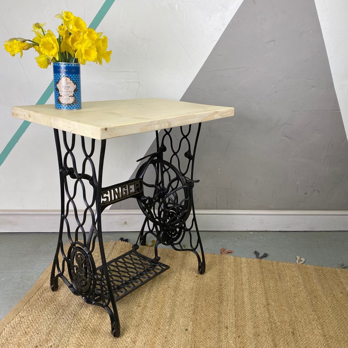 Vintage Singer Table Industrial Pine Reclaimed Scaffold - Etsy UK