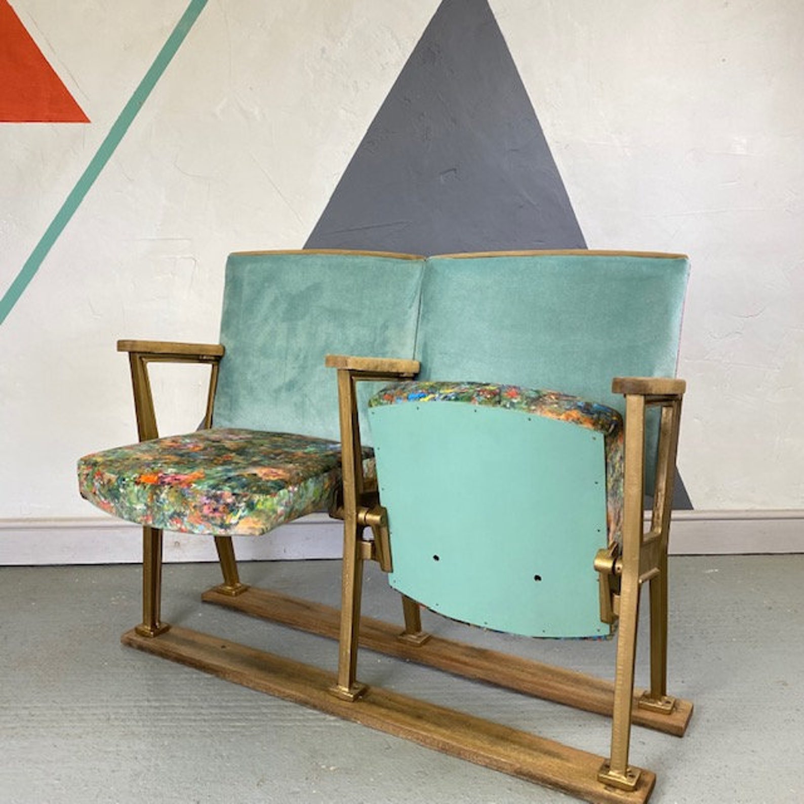 Folding Vintage Cinema Chair Restored 1940s Pair Green - Etsy UK