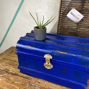 Sml Industrial Blue Steamer Trunk Chest Coffee Table Storage Box - Etsy UK