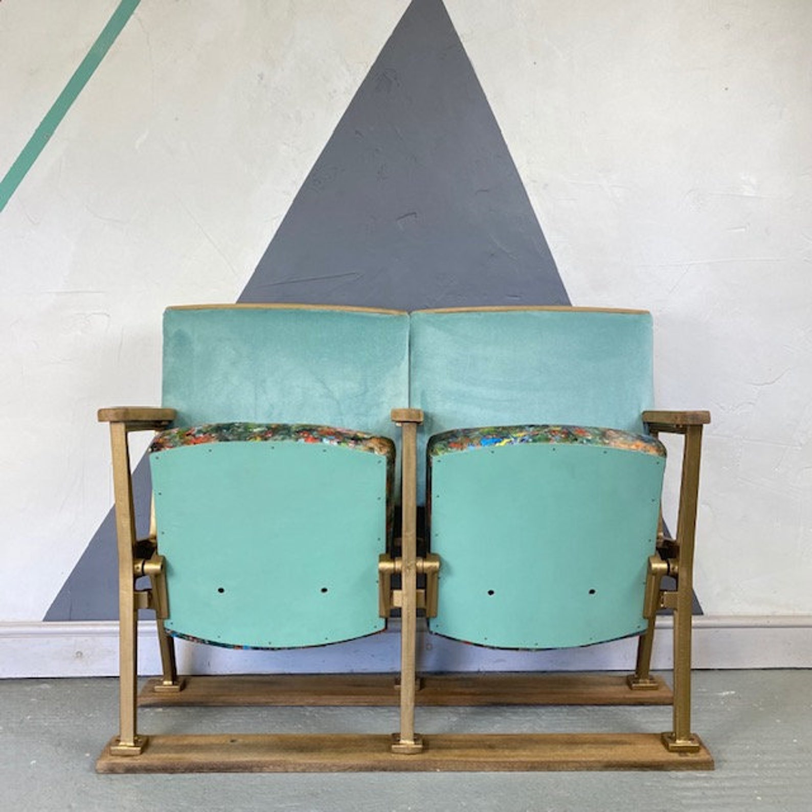 Folding Vintage Cinema Chair Restored 1940s Pair Green - Etsy UK