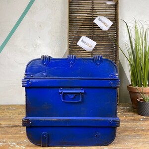Sml Industrial Blue Steamer Trunk Chest Coffee Table Storage Box - Etsy UK