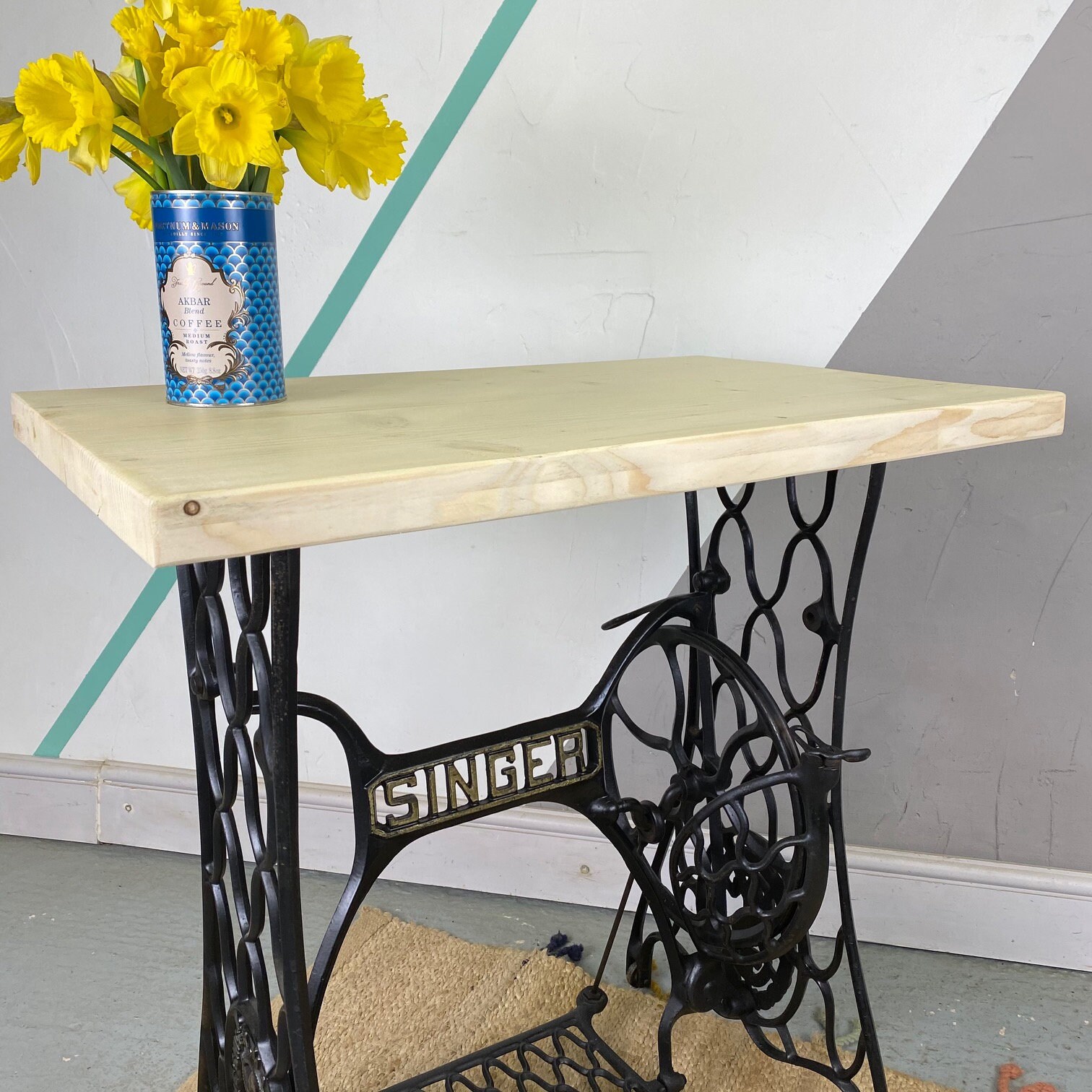 Vintage Singer Table Industrial Pine Reclaimed Scaffold - Etsy UK
