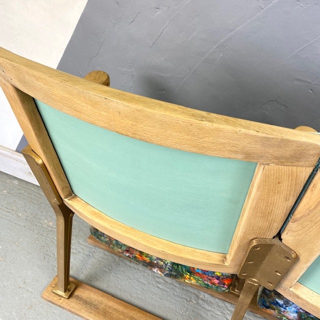 Folding Vintage Cinema Chair Restored 1940s Pair Green - Etsy UK