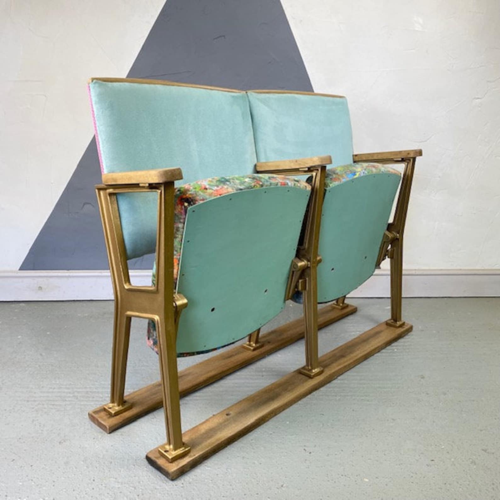 Folding Vintage Cinema Chair Restored 1940s Pair Green - Etsy UK