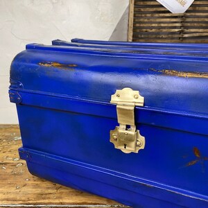 Sml Industrial Blue Steamer Trunk Chest Coffee Table Storage Box - Etsy UK