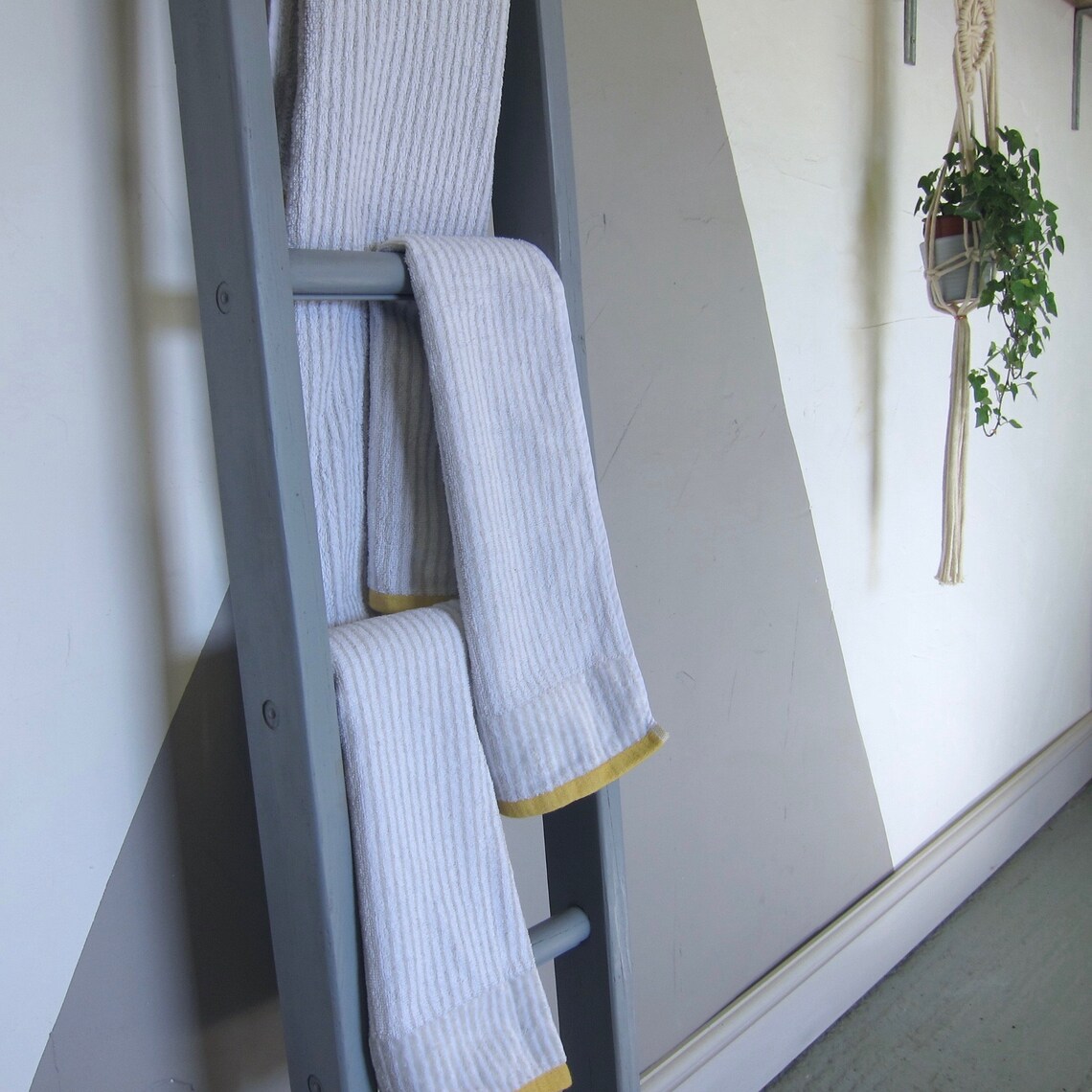 Vintage Towel Rail Ladder Rustic Reclaimed Pine Steps | Etsy UK