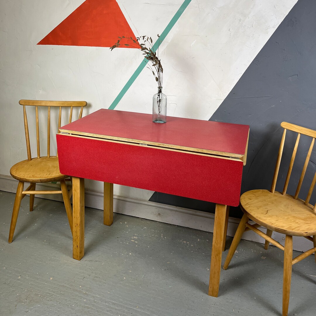 Vintage Red Formica Kitchen Dining Table Extending Mid Century - Etsy UK
