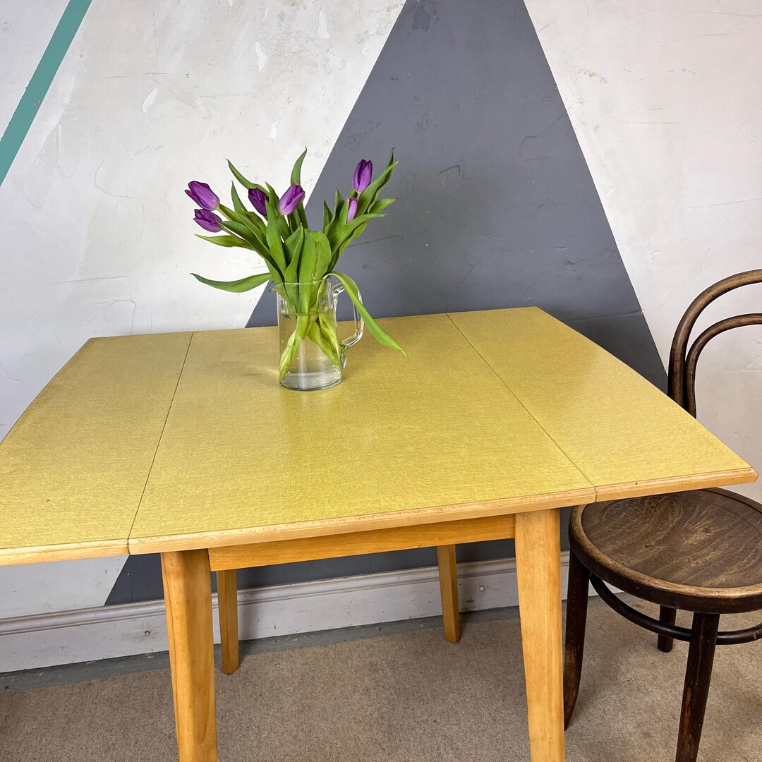 Vintage Yellow Formica Table Kitchen Dining - Etsy