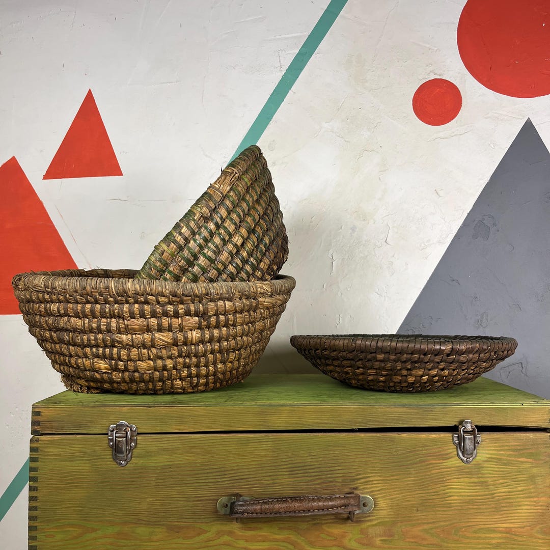Rush Wicker Traditional Woven Baskets - Etsy