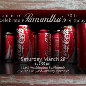 Coke Soda Themed Custom Birthday Party Invitation Digital File | Etsy