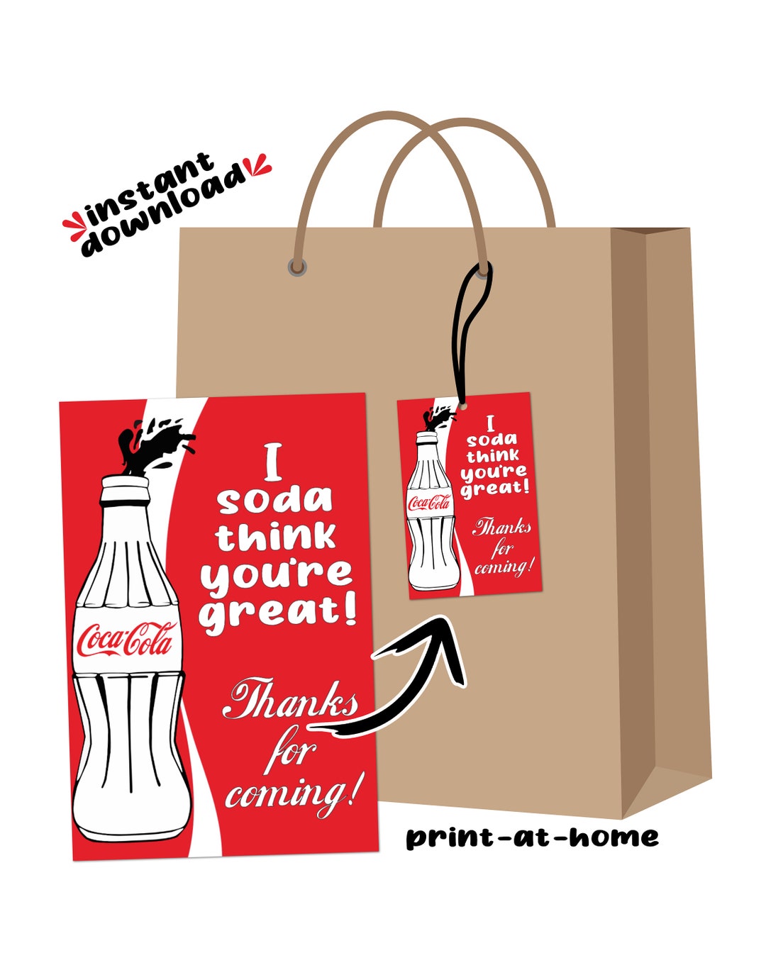 Coke Themed Party Favor Goodie Bag Tags Instant Download Digital File ...