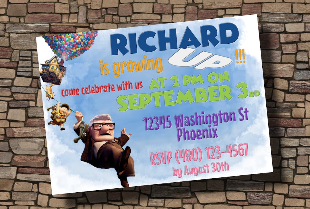 UP Custom Birthday Party Invitation Digital File - Etsy