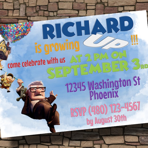 Pixar up Invitation - Etsy