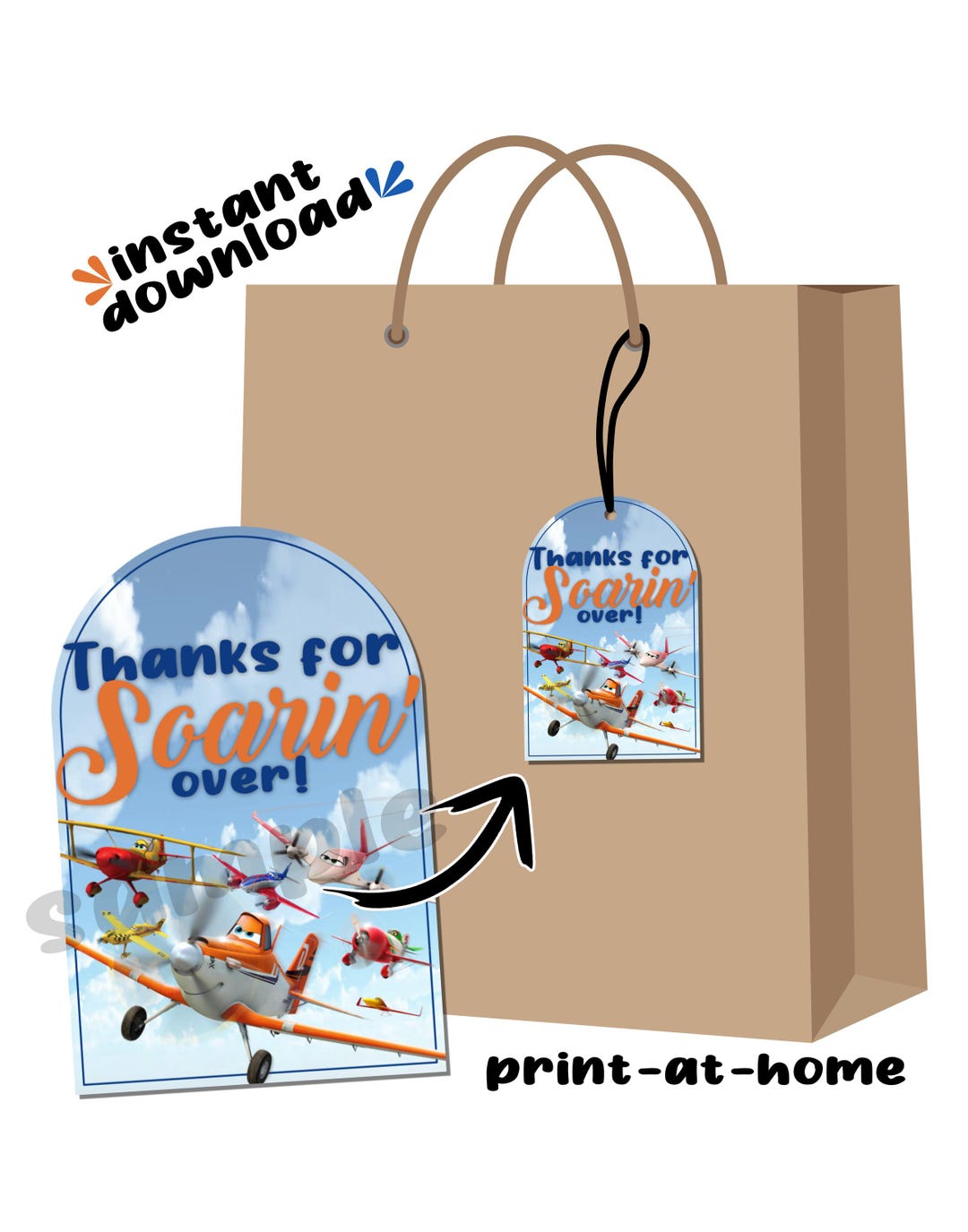 Planes Birthday Party Favor Tags: Goodie Bag Labels (printable PDF ...