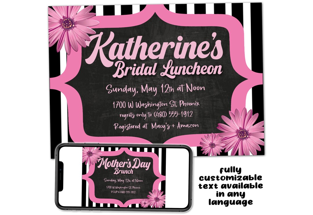 Gerbera Daisy Elegant Bridal Shower Luncheon Brunch Mother's Day ...