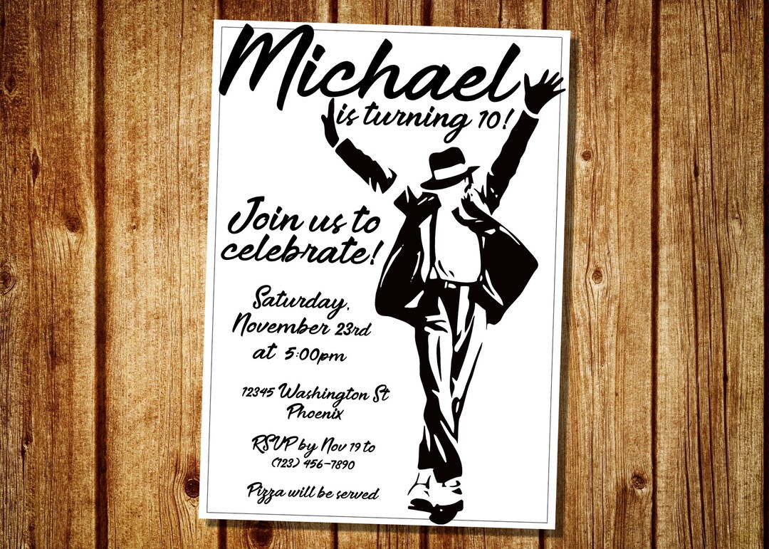 Michael Themed Custom Birthday Party Invitation Digital File - Etsy