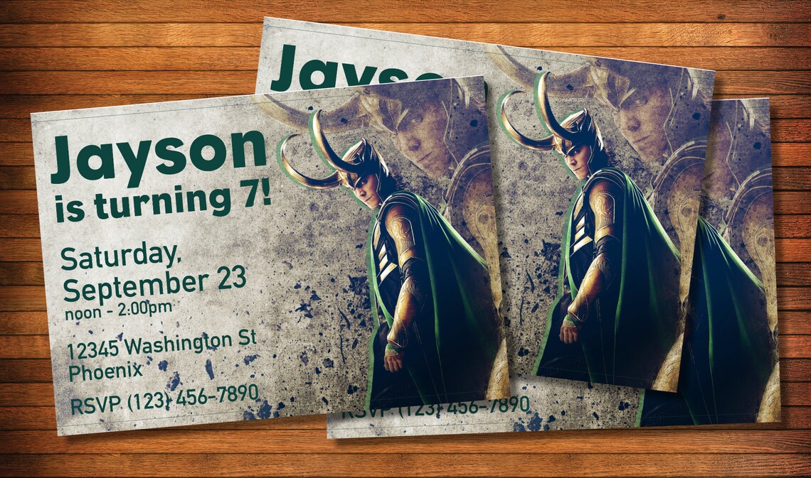 Loki Avengers Custom Birthday Party Invitation Digital File - Etsy