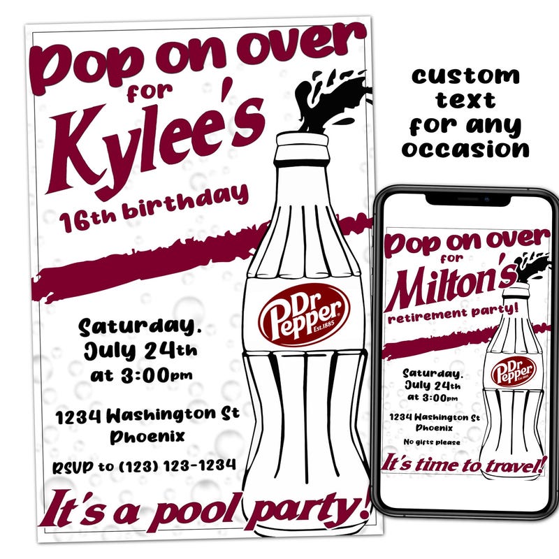 Dr Pepper Invitation - Etsy UK