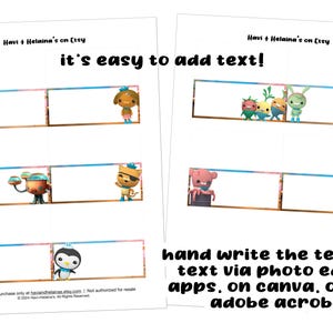 Octonauts Birthday Party Food Label Table Tents Digital File Instant ...