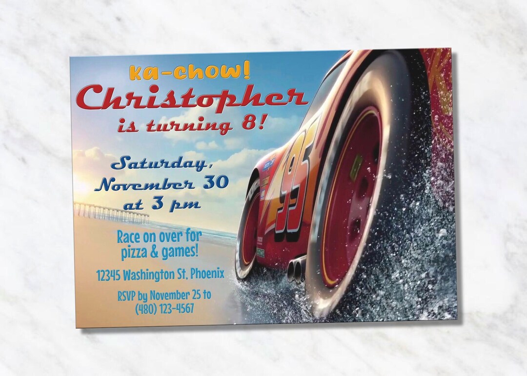 Cars Custom Birthday Party Invitation Digital File - Etsy