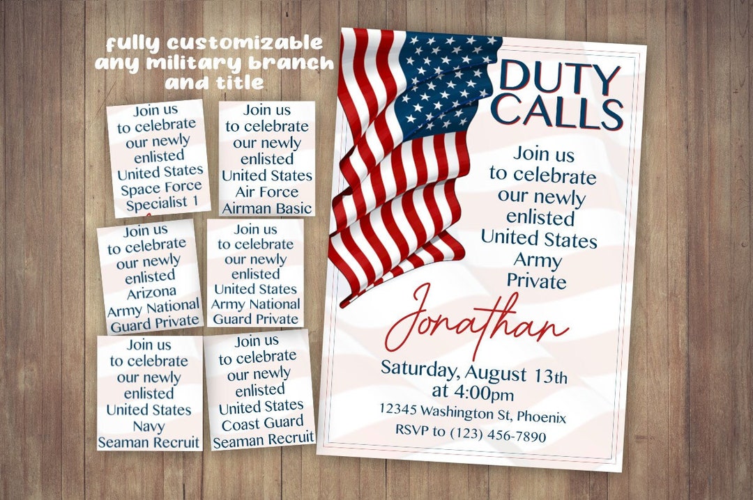 Custom Military Enlistment Going Away Party Digital Invitation ...
