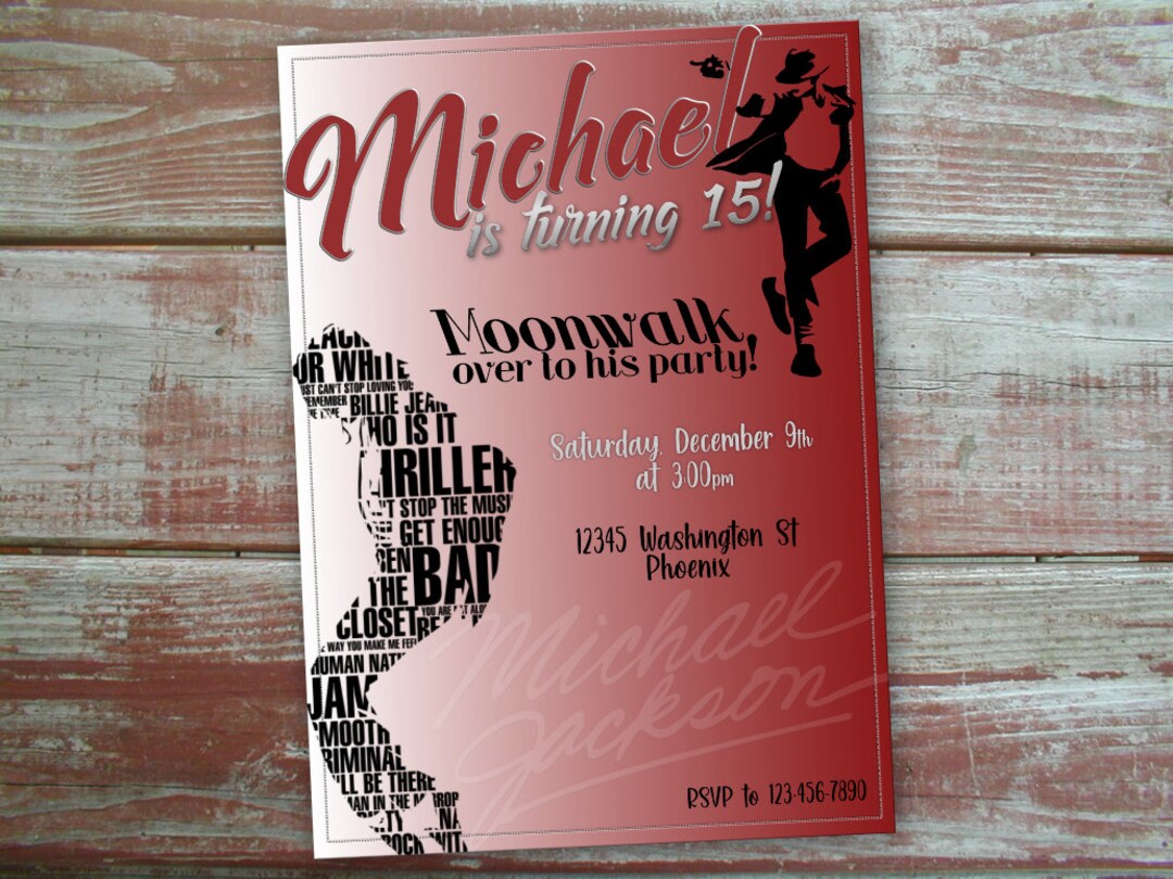 Michael Themed Custom Birthday Party Invitation Digital File - Etsy UK