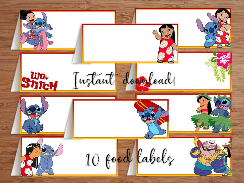 Lilo and Stitch Birthday Party Food Label Table Tents Digital - Etsy UK